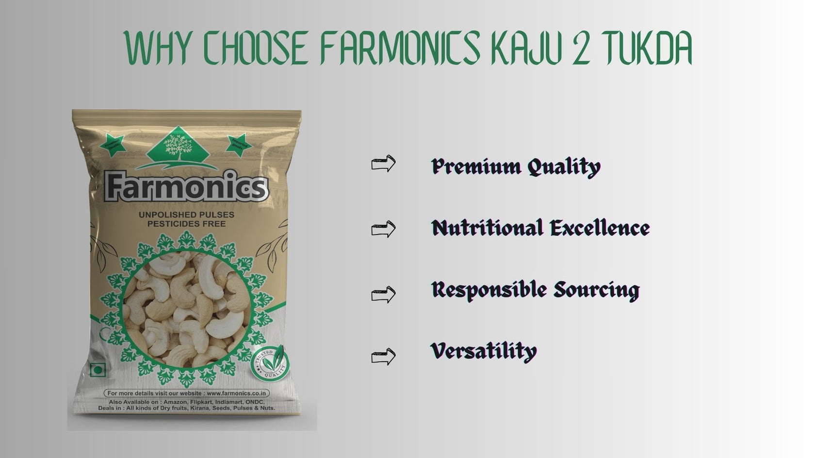 Kaju 2 piece | Premium quality cashew 2 piece - Farmonics